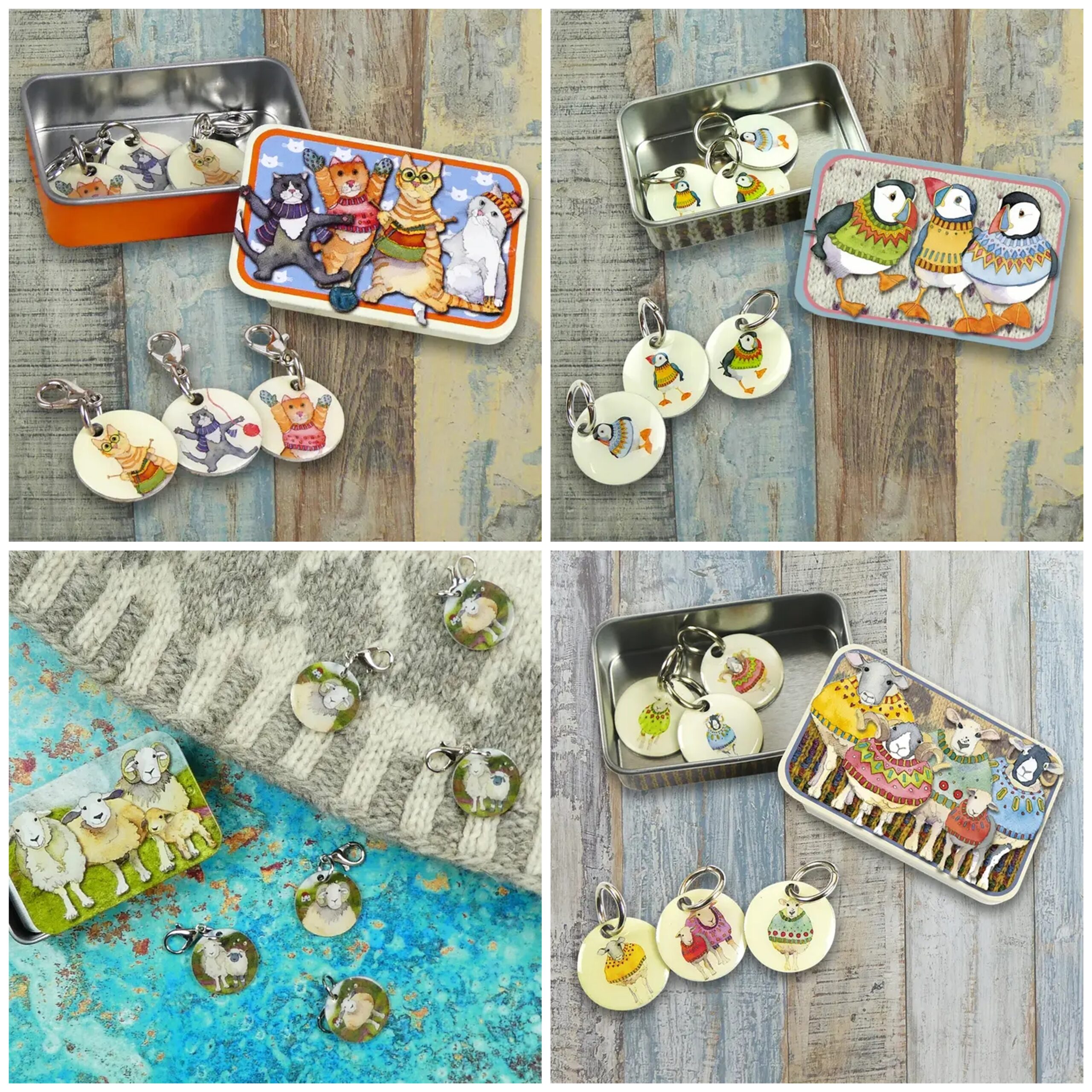 Emma Ball Ring Stitch Markers in a Pocket Tin at Dream Weaver Yarns LLC