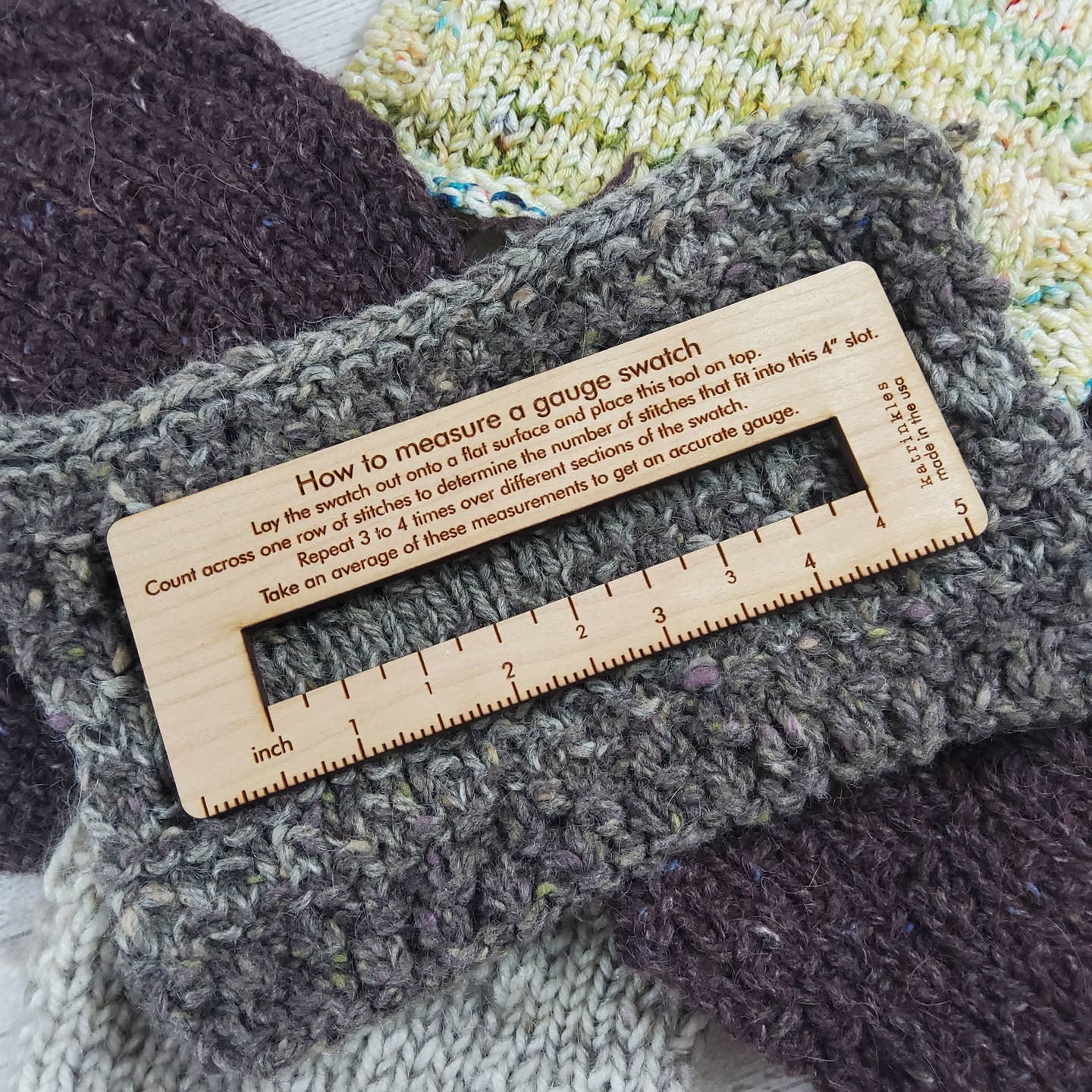 Katrinkles How To Measure Gauge Swatch Tool at Dream Weaver Yarns LLC